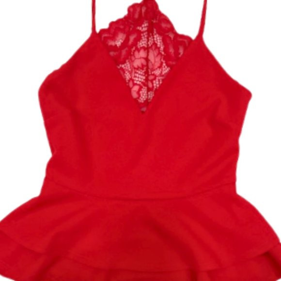 Fashion Nova | Tops | Fashion Nova Medium Red Baby Doll Lace Top | Poshmark